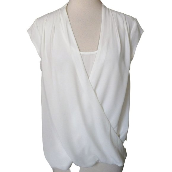 Halogen | Tops | Halogen Surplice Cap Sleeve Blouse White Size Large ...